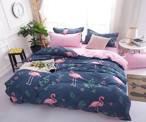 Kollektion World  Francouzské saténové povlečení Flamingo 200x220 cm 70x80 cm