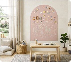 Samolepící magnetická fólie na zeď ve tvaru oblouku 100 × 80 cm - béžová