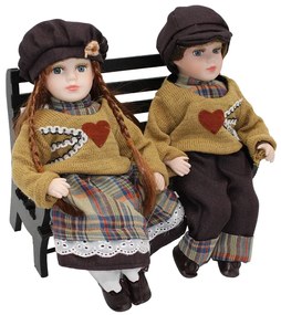 Dini Porcelánové panenky Děti na lavičce Barva: tmavě šedá