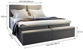 MSL Kontinentální čalouněná postel MALFI (180 x 200 cm) Barva látky: SAWANA 01