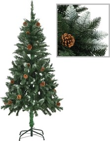 vidaXL Umělý vánoční stromek se šiškami 150 cm [284317] Barva: Zelená a bílá