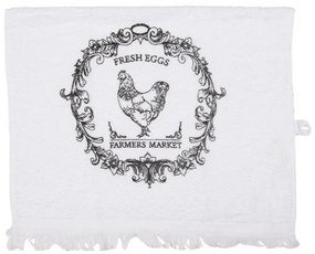 Bílý froté ručník se slepičkami Rustic Farm Living – 40x66 cm