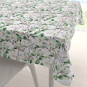 Biante Teflonový čtvercový ubrus TF-117 Květy magnolie na bílém 80x80 cm