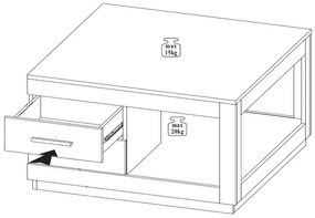 Konferenční stolek Festival, dub sonoma/bílá