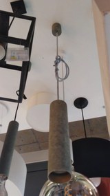 AU SOF.9PIPE6-BET - Závěs 1xGU10 válec 30cm v imitaci betonu + textilní kabel šedý - AULIX