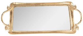 Zlatý dekorativní podnos se zrcadlem - 51*22*3 cm