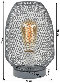 Tempo Kondela, s.r.o. Stolní lampa, kov/šedá, ANLEY