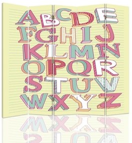 Ozdobný paraván Barevná písmena abecedy - 180x170 cm, pětidílný, obustranný paraván 360°