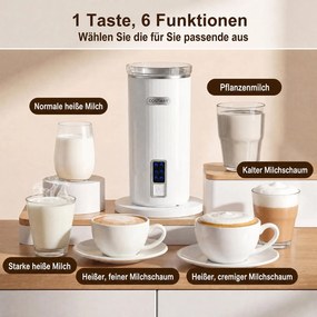 Costway Elektrický napěňovač mléka 6 v 1, objem 250 ml