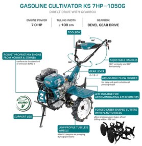 Kultivátor Könner & Söhnen KS 7HP-1050G, benzínový