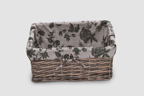 Vingo Proutěný úložný košík s květy – šedý Rozměry (cm): 36x23, v. 17
