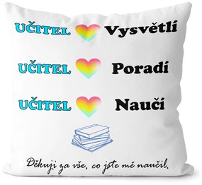 Polštář Učitel naučí (Velikost: 55 x 55 cm)