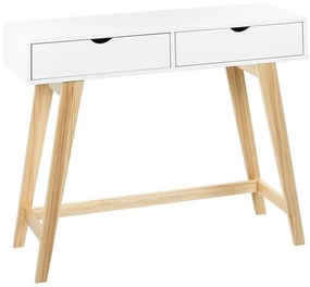 Konzolový stolek se 2 zásuvkami bílý/světlé dřevo SULLY Beliani