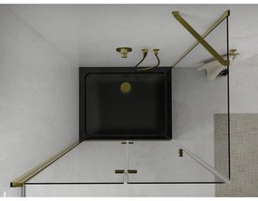 Mexen Lima skládací sprchový kout 100 x 80 cm, Průhledné, Zlatá + sprchová vanička Flat, Černá - 856-100-080-50-00-4070G
