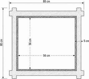 Báča Beton Betonový vyvýšený záhon - štípaný kámen 80 x 80 cm Výška záhonu: 25 cm, Barva záhonu: Přírodní šedá