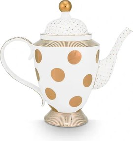 Pip Studio Dot Delight čajová konvice 1,25l, bílo-zlatá (Nádherná čajová konvice v jedinečném designu)