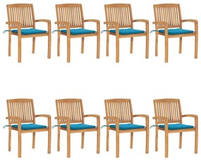 Stohovatelné zahradní židle s poduškami 8 ks masivní teak 3073244