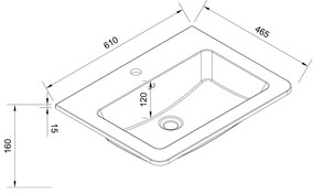 Mereo Mereo, Siena, koupelnová skříňka s umyvadlem z litého mramoru 61 cm, bílá, antracit, černá, CN440M