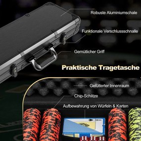 Costway Pokerová sada s 500 laserovými žetony a 2 hracími kartami a 5 kostkami