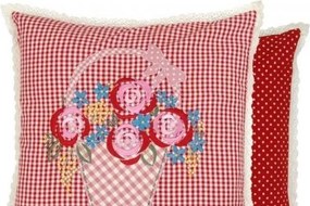 Povlak na polštář Flower Basket red s výšivkou - 40*40cm