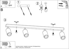 Sollux Lighting Stropní svítidlo BERG 4 přírodní dřevo