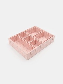 Sinsay - Sada úložných krabiček 6 pack - pastelová růžová