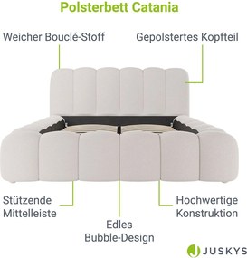 Juskys Čalouněná postel Catania Barva: krémová, Velikost: 180 × 200 cm