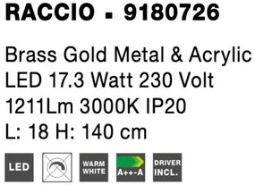 LED stojací lampa Raccio 18 zlaté