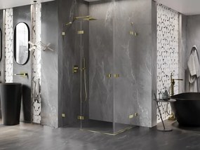 Mexen Lunar Duo, výklopný sprchový kout 80 x 70 cm, 8mm čiré sklo, zlatý profil, 834-080L-070P-50-00