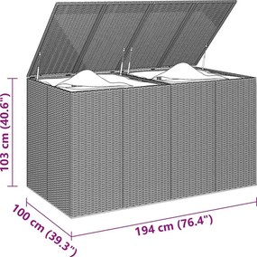 vidaXL Zahradní úložný box PE ratan 194 x 100 x 103 cm [317232] Barva: Hnědá