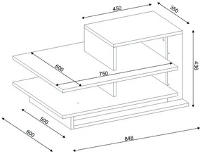 Casarredo Konferenční stolek KNOB bílá/ořech