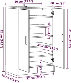 vidaXL Botník 60 x 35 x 92 cm dřevotříska [808928] Barva: dub sonoma