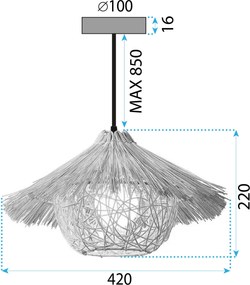 Toolight Natural, stropní závěsné svítidlo 1xE27 APP1636-1CP, přírodní hnědá, OSW-05109