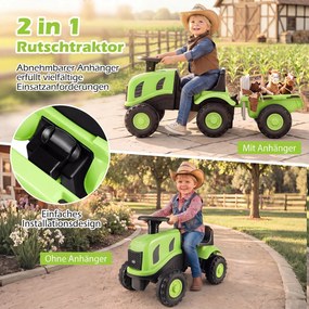 Costway Dětský traktor s přívěsem, klaksonem a ergonomickou
