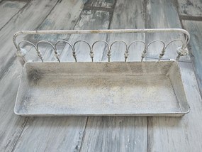 Béžová antik nástěnná kovová police - 55*18*21 cm