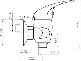 Novaservis Titania Iris Sprchová baterie bez příslušenství 150 mm, chrom, 92060/1,0