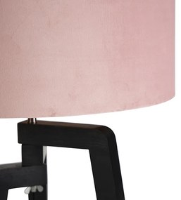 Stojací lampa stativ černá s růžovým odstínem a zlatem 50 cm - Puros