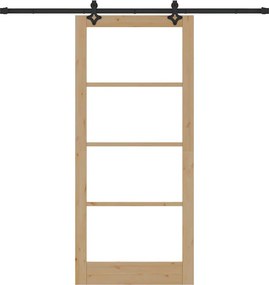 Posuvné dveře Přírodní 93 x 211 cm Masivní borové dřevo a sklo 3332317
