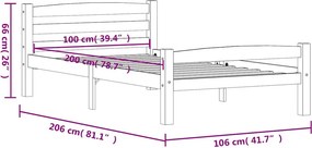 Rám postele masivní borové dřevo 100 x 200 cm 322062
