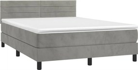 Box spring postel s matrací světle šedá 140x200 cm samet 3141365
