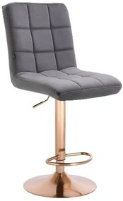 Velurová barová židle TOLEDO na zlaté podstavě - šedá
