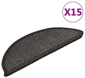 Samolepící nášlapy na schody vzhled sisal 15 ks 56x17x3 cm 326861