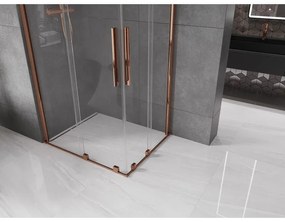 Mexen Velar Duo, sprchový kout s posuvnými dveřmi 90(dveře) x 80(dveře) cm, 8mm čiré sklo, růžové zlato profil, 871-090-080-02-60