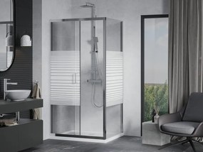 Mexen Apia sprchový kout s posuvnými dveřmi 110 x 70 cm, čiré sklo/pásy-chromový profil + sprchová vanička, 840-110-070-01-20-4010