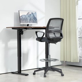 Vinsetto Kancelářská židle ergonomická židle ke stolu s područky a nastavitelným opěrným kroužkem, síťovina šedá