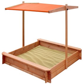 NEW BABY dětské dřevěné pískoviště se stříškou 120x120 cm oranžová