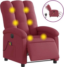 Elektrické masážní polohovací křeslo vínové textil 3204083