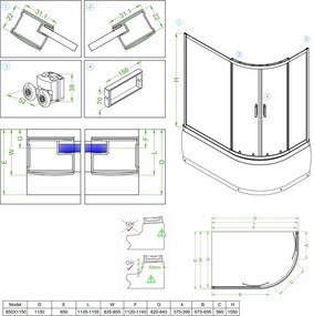 BPS-koupelny Asymetrický sprchový kout MAJA WH L 115x85 cm levý, bílý/transparent v setu s hlubokou sprchovou vaničkou