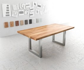 DELIFE Jídelní stůl Edge 200x100 XL přírodní akácie nerezová ocel široká