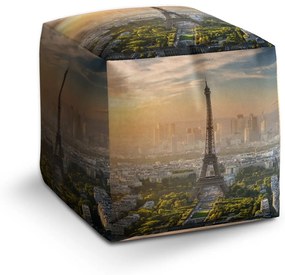 Sablio Taburet Cube Paříž Eifellova věž Skyline: 40x40x40 cm